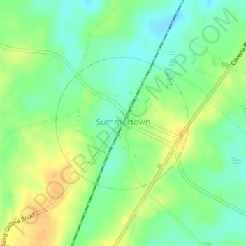Summertown topographic map, elevation, terrain