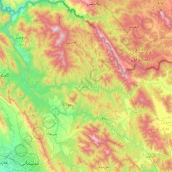 Sharbazher District topographic map, elevation, terrain
