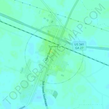 Surrency topographic map, elevation, terrain