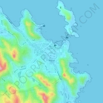 Muscat topographic map, elevation, terrain