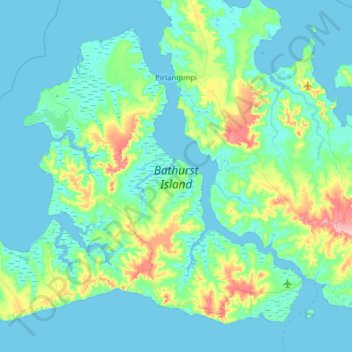 Bathurst Island topographic map, elevation, terrain
