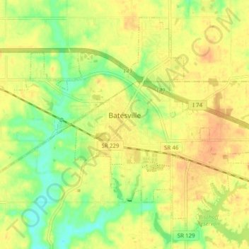 Batesville topographic map, elevation, terrain