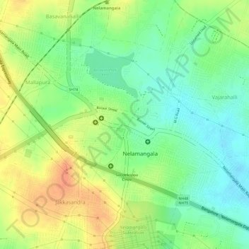 Nelamangala topographic map, elevation, terrain