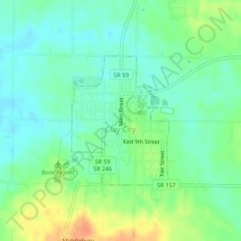 Clay City topographic map, elevation, terrain