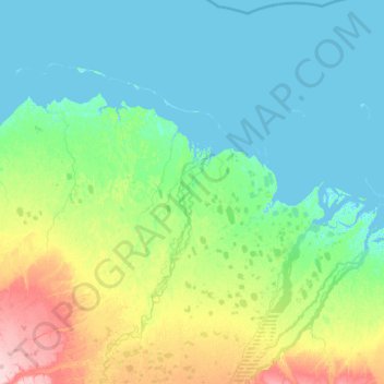 Prudhoe Bay topographic map, elevation, terrain