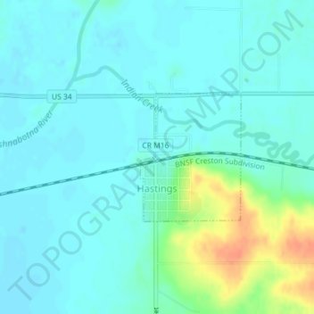 Hastings topographic map, elevation, terrain