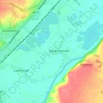 Hoveringham topographic map, elevation, terrain