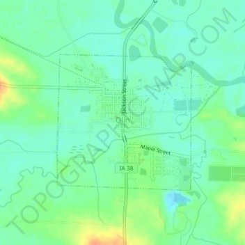 Olin topographic map, elevation, terrain