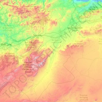 Moulouya River topographic map, elevation, terrain