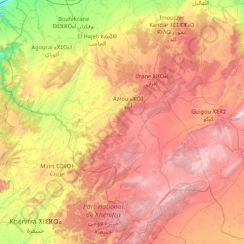 Ifrane Province topographic map, elevation, terrain