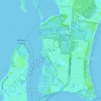 Pelican topographic map, elevation, terrain
