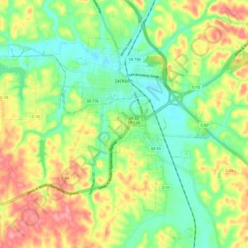 Jackson topographic map, elevation, terrain