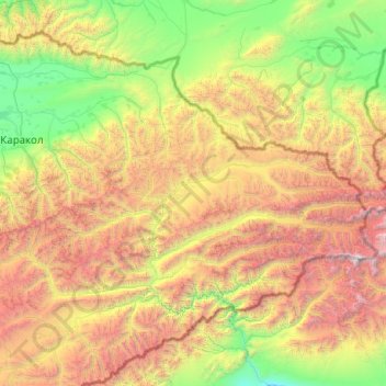 Ak-Suu District topographic map, elevation, terrain