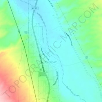 Mammoth topographic map, elevation, terrain
