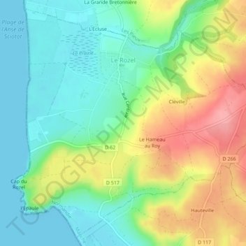 Le Rozel topographic map, elevation, terrain