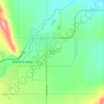 Diamond Valley topographic map, elevation, terrain