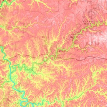 Clarion County topographic map, elevation, terrain