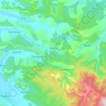 Derna topographic map, elevation, terrain