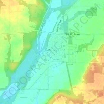 Carthage topographic map, elevation, terrain