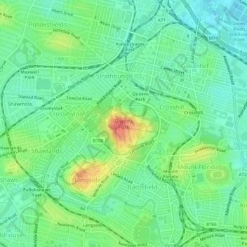Queen's Park topographic map, elevation, terrain
