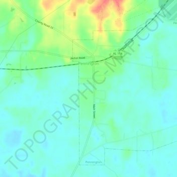Pennington topographic map, elevation, terrain