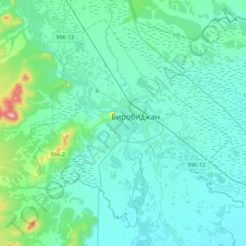 Birobidzhan topographic map, elevation, terrain