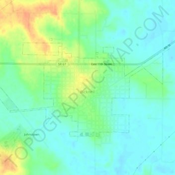 Bicknell topographic map, elevation, terrain