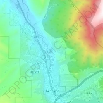 Silverthorne topographic map, elevation, terrain
