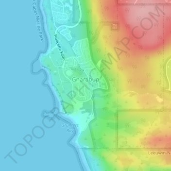 Gnarabup topographic map, elevation, terrain