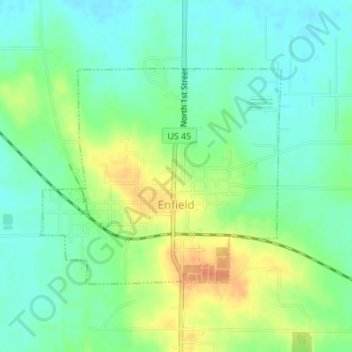 Enfield topographic map, elevation, terrain