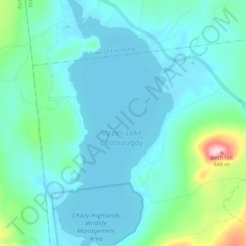 Upper Chateaugay Lake topographic map, elevation, terrain