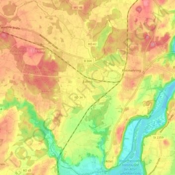 Edling topographic map, elevation, terrain