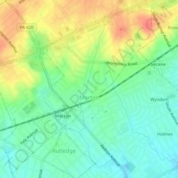 Morton topographic map, elevation, terrain