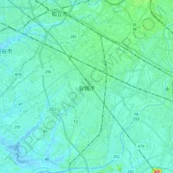 Anjo topographic map, elevation, terrain