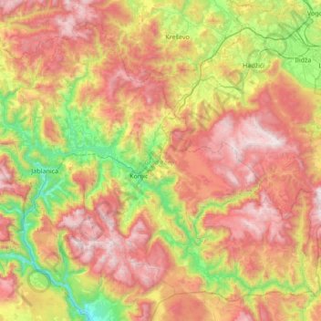 Town of Konjic topographic map, elevation, terrain