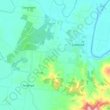 Lowood topographic map, elevation, terrain