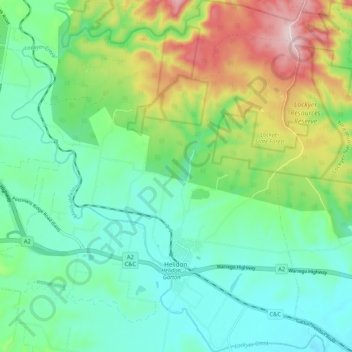 Helidon topographic map, elevation, terrain
