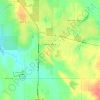 Humpty Doo topographic map, elevation, terrain