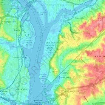 Ward 8 topographic map, elevation, terrain
