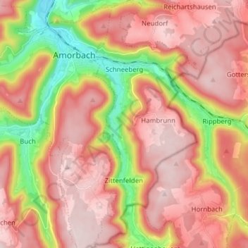 Schneeberg topographic map, elevation, terrain