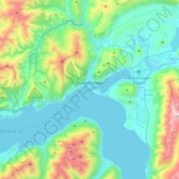 Queenstown topographic map, elevation, terrain