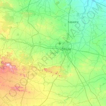 Dhule topographic map, elevation, terrain
