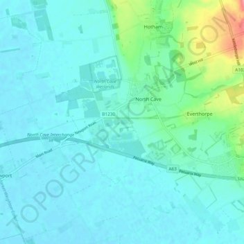 North Cave topographic map, elevation, terrain