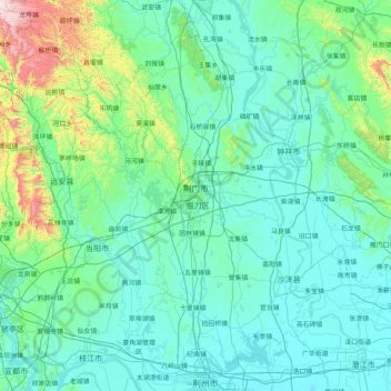 Jingmen topographic map, elevation, terrain