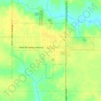 Keota topographic map, elevation, terrain