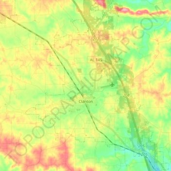 Clanton topographic map, elevation, terrain