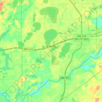 Baxter topographic map, elevation, terrain