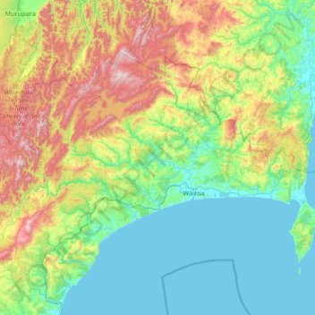 Wairoa District topographic map, elevation, terrain