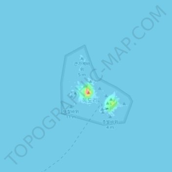 Dokdo Island topographic map, elevation, terrain