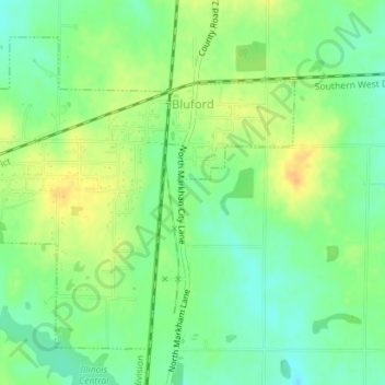 Bluford topographic map, elevation, terrain